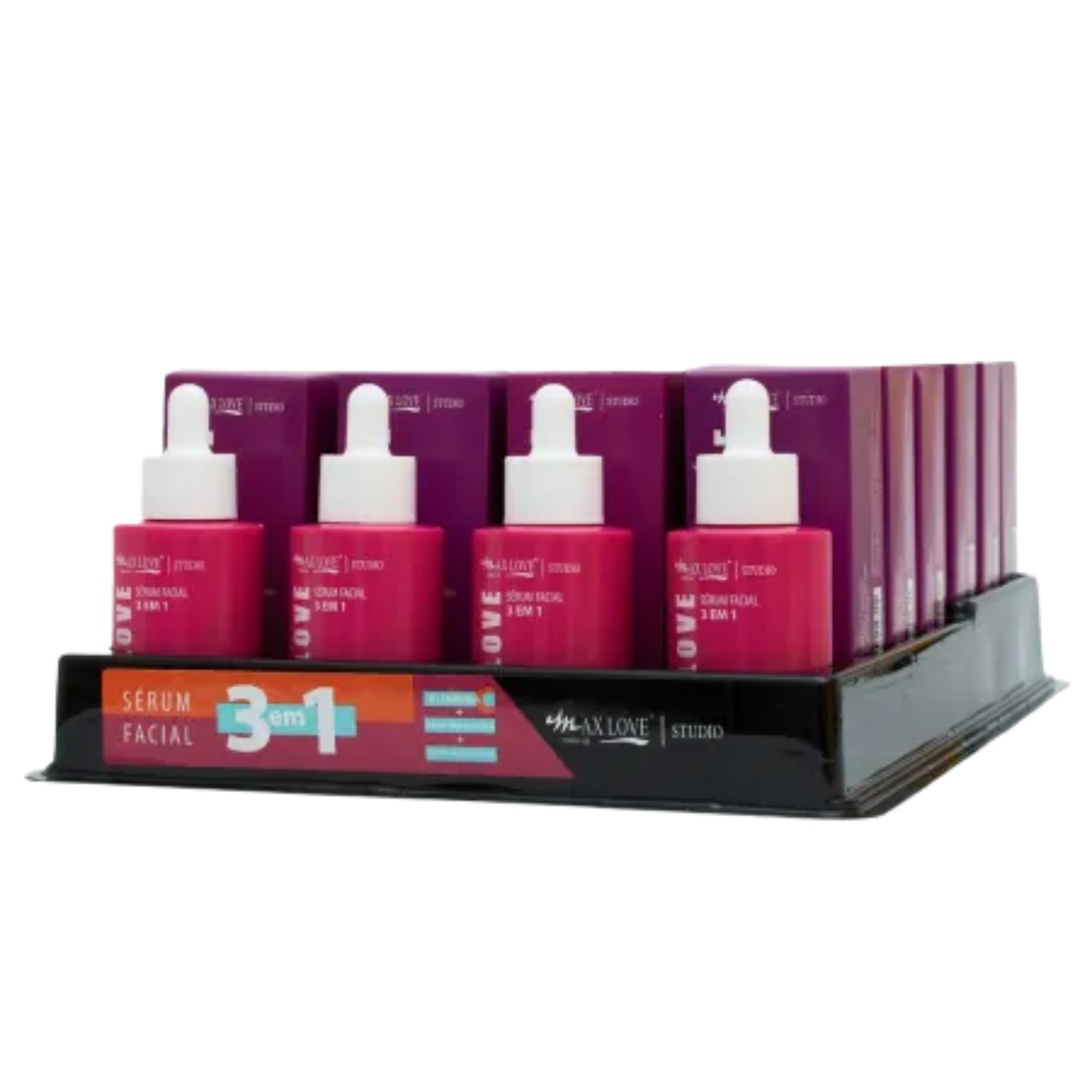BOX C/ 24 SERUM FACIAL 3 EM 1 30ML MAX LOVE– Bio Cosméticos Distribuidora